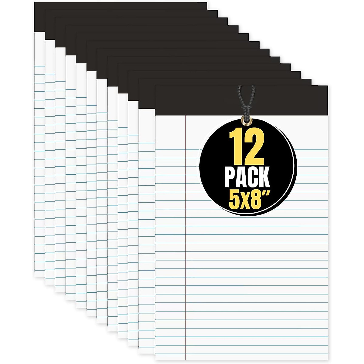 1InTheOffice Jr Legal Pads,Small Legal Notepads, 5" x 8", Narrow Ruled Note Pad, White, 50 Sheets/Pad, 12 Pads/Pack