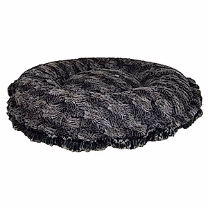 Bessie and Barnie Midnight Frost/Arctic Seal Luxury Shag Ultra Plush Faux Fur Bagelette Pet/Dog Bed (Multiple Sizes)