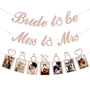 Veewon Bride to Be Banner Miss to Mrs Photo Banner Garland for Engagement Bridal Shower Party Decorations (RoseGold)