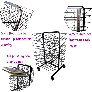 Drying & Print Racks，Back-to-Back 13-Shelf Mobile Drying Rack with 26 Wire Shelves for Mobile Classrooms Art Studios and Home Use