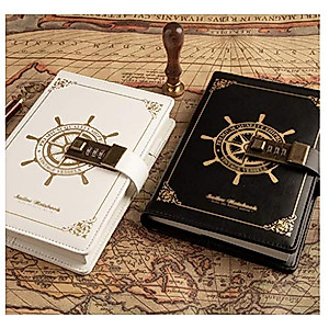 WFS Notebook Digital Password Combination Student Diary Notepad B6 PU Leather Creative Retro for Travel Business Office (Color : Brown)