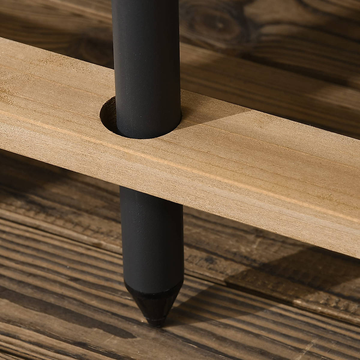 Outsunny 5 Piece Wooden Patio Dining Set for 6, Outdoor Conversation Set with 2 Armchairs, 2 Loveseats, and Dining Table with Umbrella Hole for Backyard, Garden, Light Brown