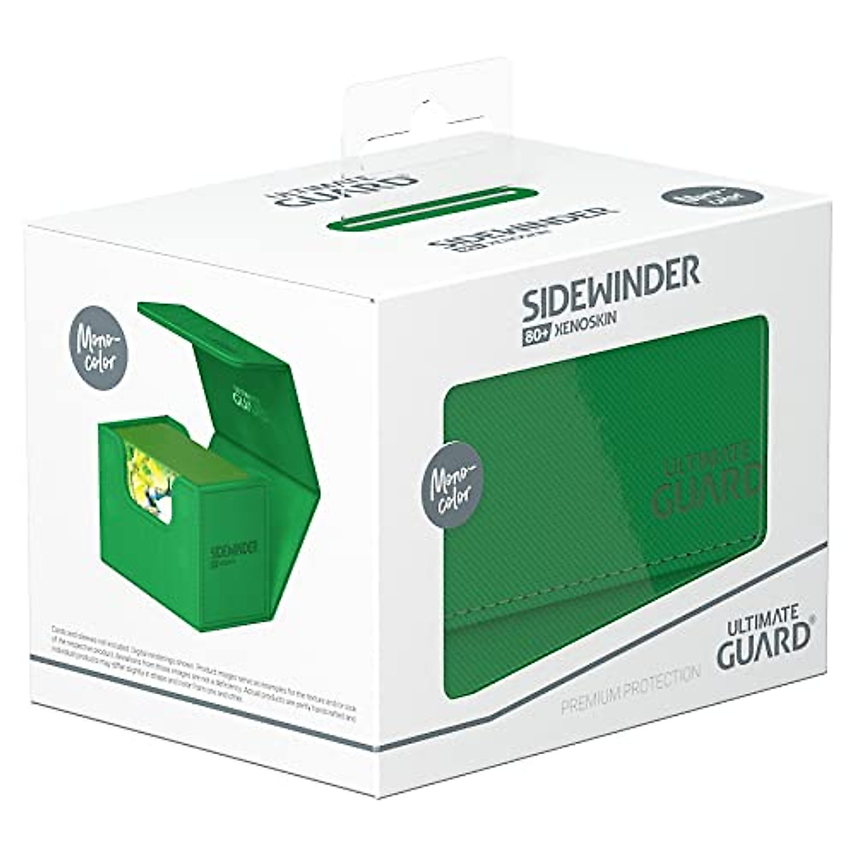 Ultimate Guard Sidewinder 80+, Deck Box for 80 Double-Sleeved TCG Cards, Green, Magnetic Closure & Microfiber Inner Lining for Secure Storage