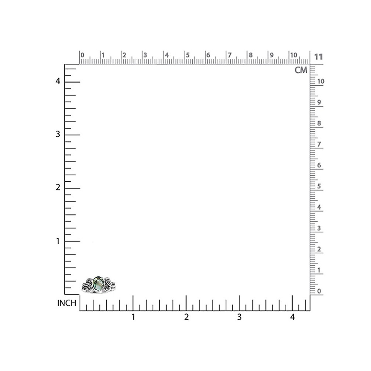 Silvershake Abalone Paua Shell Inlay 925 Sterling Silver Victorian Style Ring Size 7