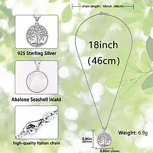 Aniu Tree of Life Necklace for Women Family Tree of Life Pedant Abalone Shell Tree Jewelry Birthday Anniversary Christmas Gifts Palm Tree Necklace for Mom Daughter Wife