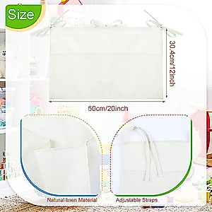 Windyun 4 Pcs Crib Organizer Hanging for Crib Hanging Storage Bag 2 Pockets Organizer Hanging Diaper Caddy Linen Diaper Holder Organizer Nursery Hanging Organizers for Baby Essentials Organization