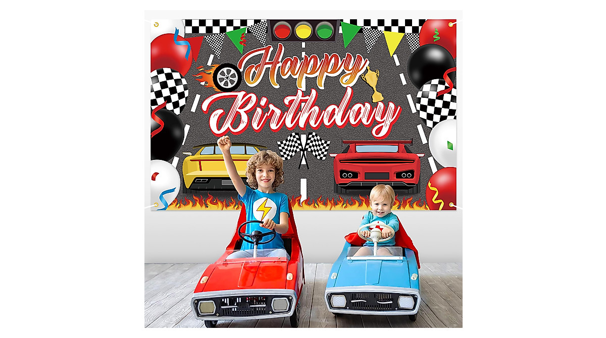 Racing Cars Birthday Backdrop - Perfect Party Decor