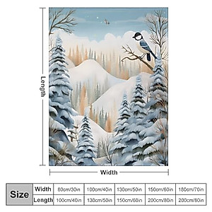 MaSiledy Blanket Winter Birds in The Forest Warm Blanket Christmas Flannel Fleece Throw Blanket Throw Size Warm Plush Blankets for All Season for Girls Birthday Valentines Gifts 60"x80"