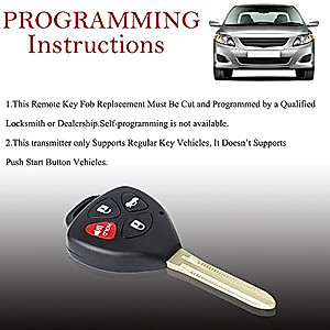 Key Fob Remote Replacement Fits for Toyota Camry 2007 2008 2009 2010 2011/Corolla 2009-2010 HYQ12BBY Keyless Entry Remote Control 89070-06232
