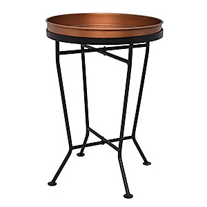 Organic Tattva Round Tray 10 inch with Black Metal Stand, Antique Copper Finish