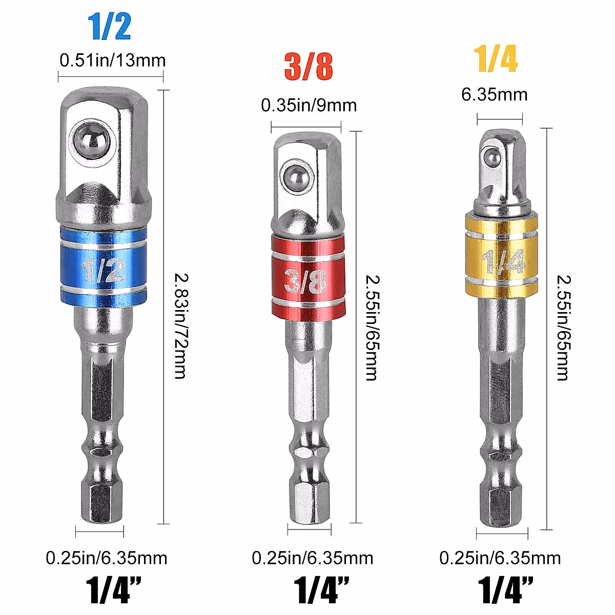 Drill Bit Holder, Flexible Drill Bit Extension with Screw,105°Right Angle Drill Adapter, 1/4 3/8 1/2" Universal Socket Adapter Set, Flexible Shaf Set Hand Tools Set (8PCS)