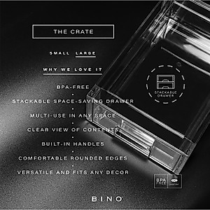 BINO | Stackable Storage Drawer | THE CRATE COLLECTION | Clear Storage Bins with Drawers for Pantry Shelf Organization and Storage | Fridge Organizer | Stackable Storage Bins for Organization | Large