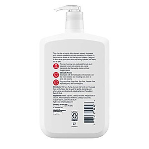 Neutrogena Ultra Gentle Daily Facial Cleanser with Pro-Vitamin B5 for Acne-Prone & Sensitive Skin, Fragrance-Free, Dye-Free, Soap-Free, Paraben-Free & Hypoallergenic Face Wash, 16 fl. oz