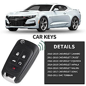 Key Fob Keyless Entry Remote Flip Car for Chevy Cruze Camaro Equinox Impala Malibu Sonic,Compatible with Buick Lacrosse Regal Verano Encore Allure/GMC Terrain (OHT01060512)