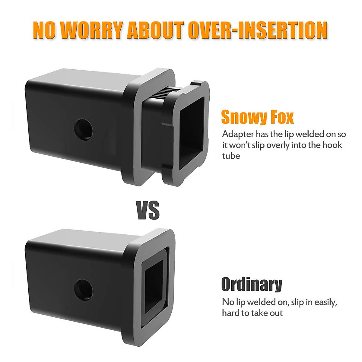 SnowyFox Heavy Duty Hitch Receiver Reducer 2-1/2 (Class V) to 2 inches (Class III and IV) Hitch Adapter Convertor Towing Mount Sleeve Extender for Bike Rack Cargo Carrier