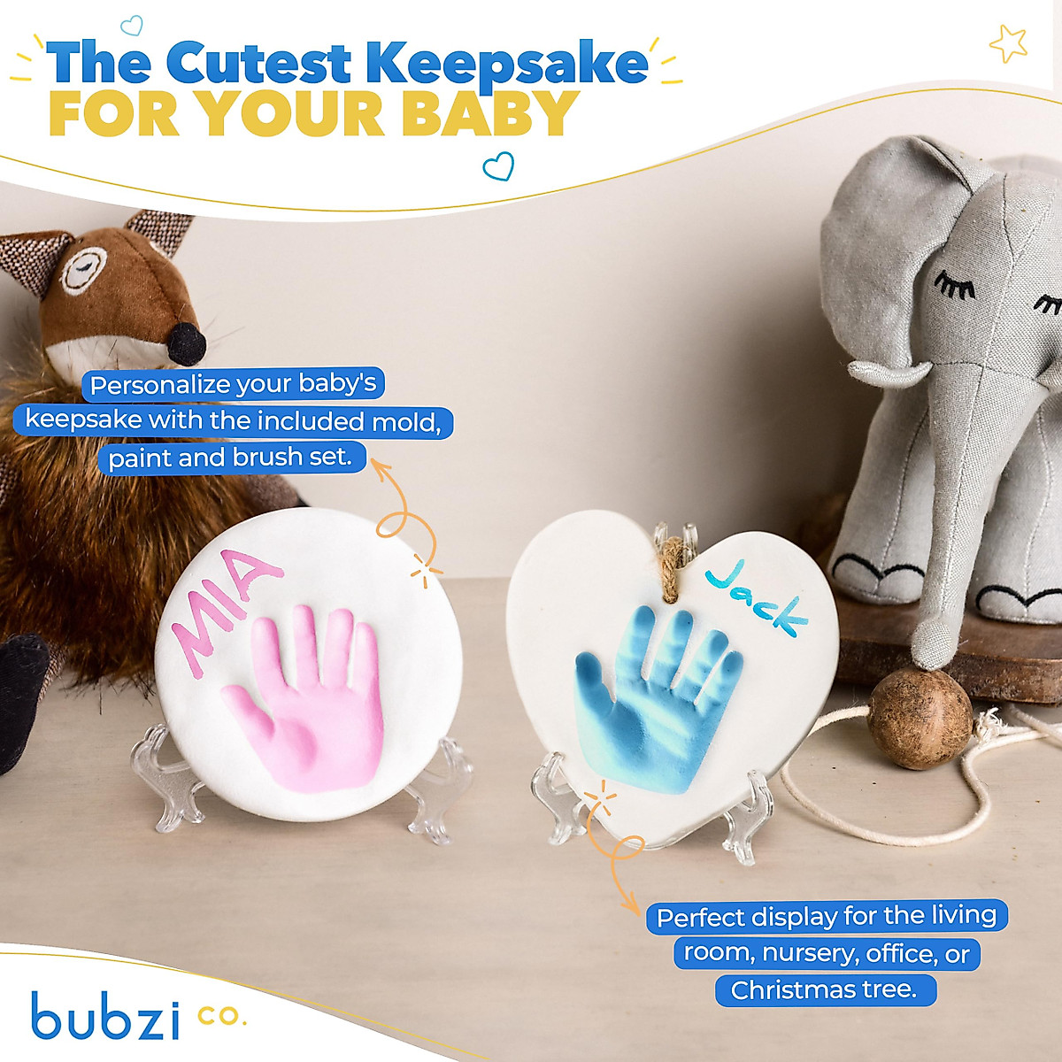 Bubzi Co Baby Keepsake Ornament - Baby Hand and Footprint Kit - Newborn Keepsake Ornament for Personalized Baby Gifts & Nursery Decor, Baby Handprint Kit for Girls & Boys