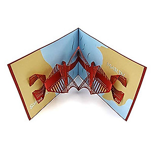 PopLife Golden Gate Bridge 3D Pop Up Greeting Card for All Occasions - Travellers, Architecture, History Lovers - Folds Flat for Mailing - Birthday, Graduation, Retirement, Anniversary, Thank You