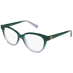 Gucci Gucci Logo GG 0373O 004 Green Plastic Cat Eye Eyeglasses 52mm