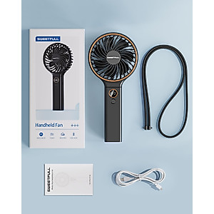 SWEETFULL Handheld Fan, Portable Fan, 5000mAh Rechargeable Battery, 6 Speed Wind, LED Display, Personal Mini Travel Fan with Backup Power, Hand Held Fan USB Foldable Electric Fan for Women Girl