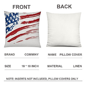 COMMINY 4th of July Pillow Covers 18x18 Set of 6 Patriotic Stripes Throw Pillow Cover American Flag Pillow Case Independence Memorial Day Decorations for Couch Home Outdoor