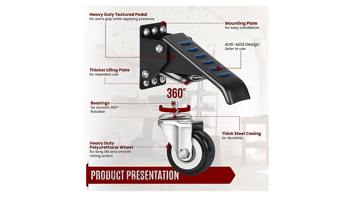 Heavy Duty SPACECARE Retractable Casters Kit - 800Lbs