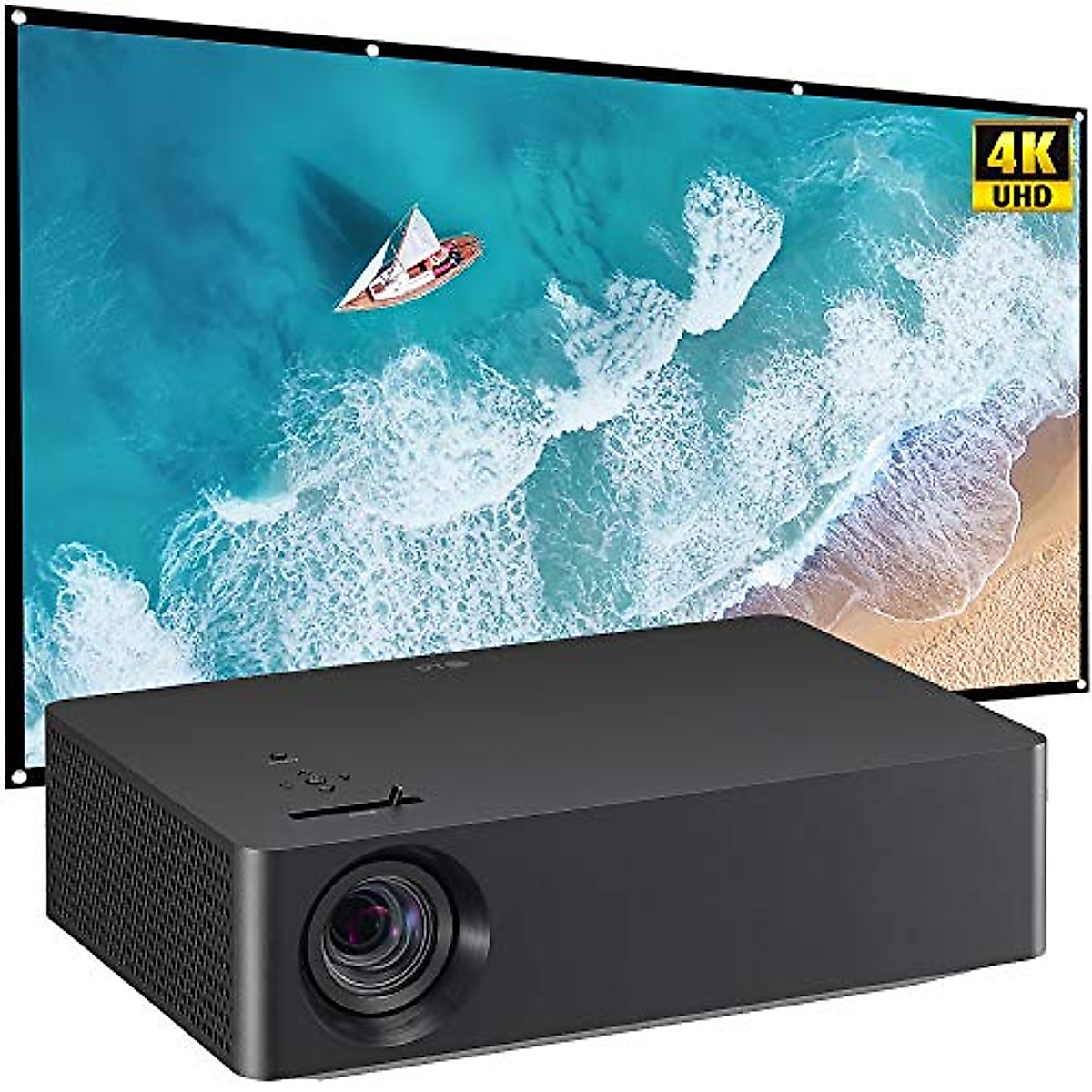 LG HU70LAB 4K Smart Projector - 140" Display + Screen Bundle