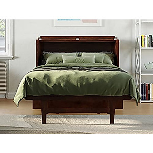 AFI, Northampton Murphy Bed Desk with Premium 6 Inch Folding Memory Foam Mattress and Built-in Charger, Full Size, Walnut