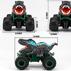Intano Remote Control Dinosaur car Toy, 2.4G Dinosaur Monster Trucks for Boys 3,4,5,6,7,8 Year Old,Dinosaur Toys for Kids 5-7 with Light Sound Mist Spray.Birthday Gift for Kids Boys Girls