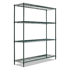 Alera BA Plus Wire Shelving Kit, Four-Shelf, 72w x 24d x 72h, Black Anthracite Plus