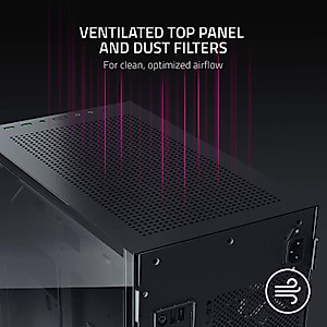 Razer Tomahawk Mini-ITX Gaming Case: Dual-Sided Tempered Glass Swivel Doors, Ventilated Top Panel, Chroma RGB Underglow Lighting, Built-in Cable Management, Classic Black