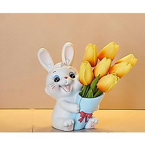 XINGYUANHE Lovely Rabbit Tray Sculpture Home Living Room Decor Statue Room Decor Easter Decoration Resin Ornaments Gifts