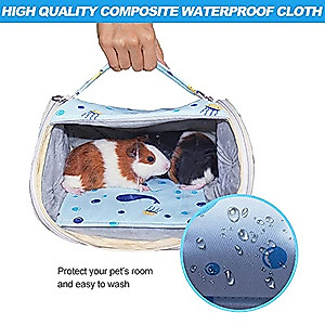 HOMEYA Guinea Pig Carrier Bag,Small Animal Pet Hamster Carrier Portable Breathable Outgoing Sling Bag for Ferret Hedgehog Chinchilla Rat Sugar Glider with Shoulder Strap Outdoor,Travel,Hiking-L(Ocean)