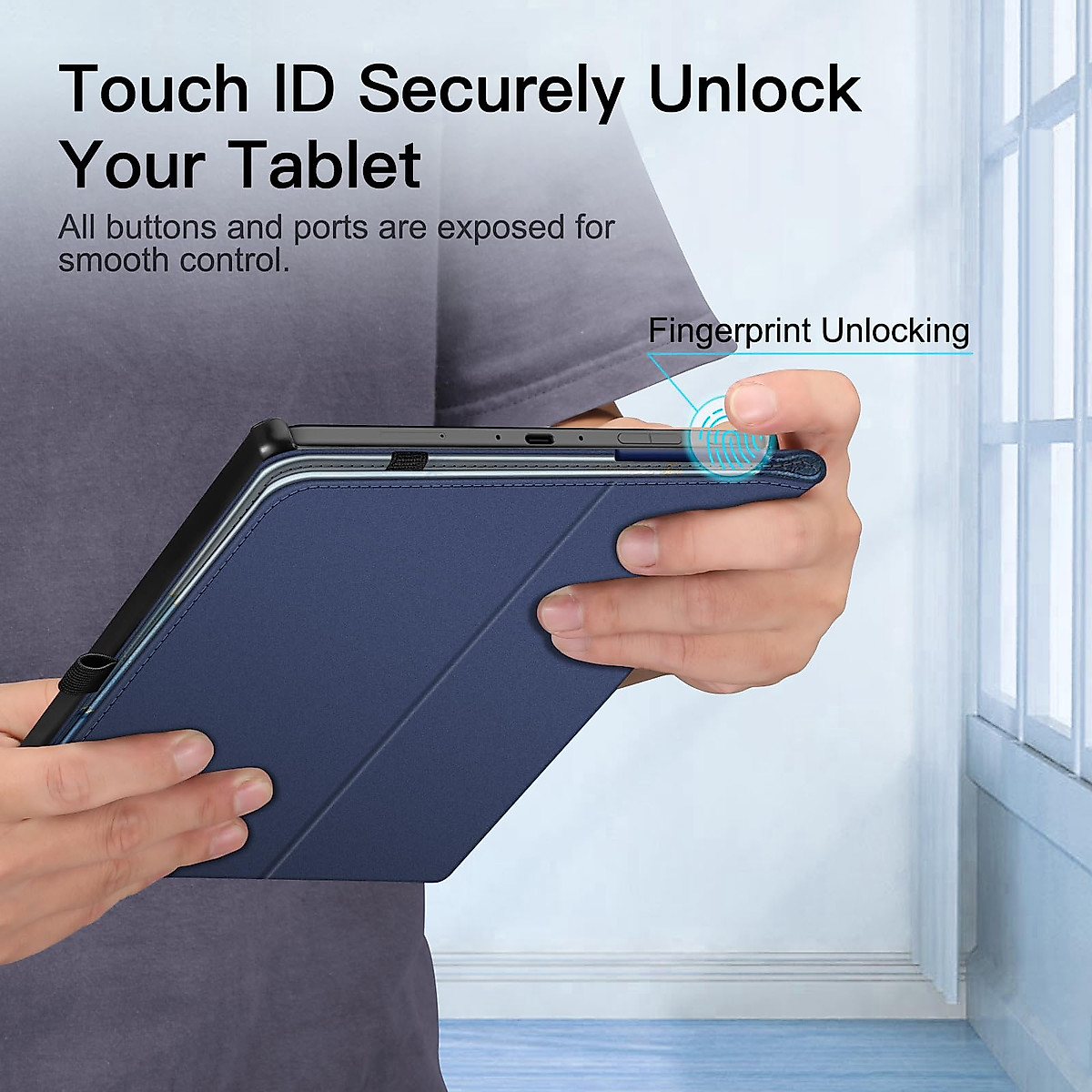 Fintie Folio Case for Amazon Fire Max 11 (13th Generation, 2023 Release) - Premium Vegan Leather Slim Fit Folding Stand Cover for Fire 11 Max Tablet with Auto Sleep/Wake, Ocean Marble