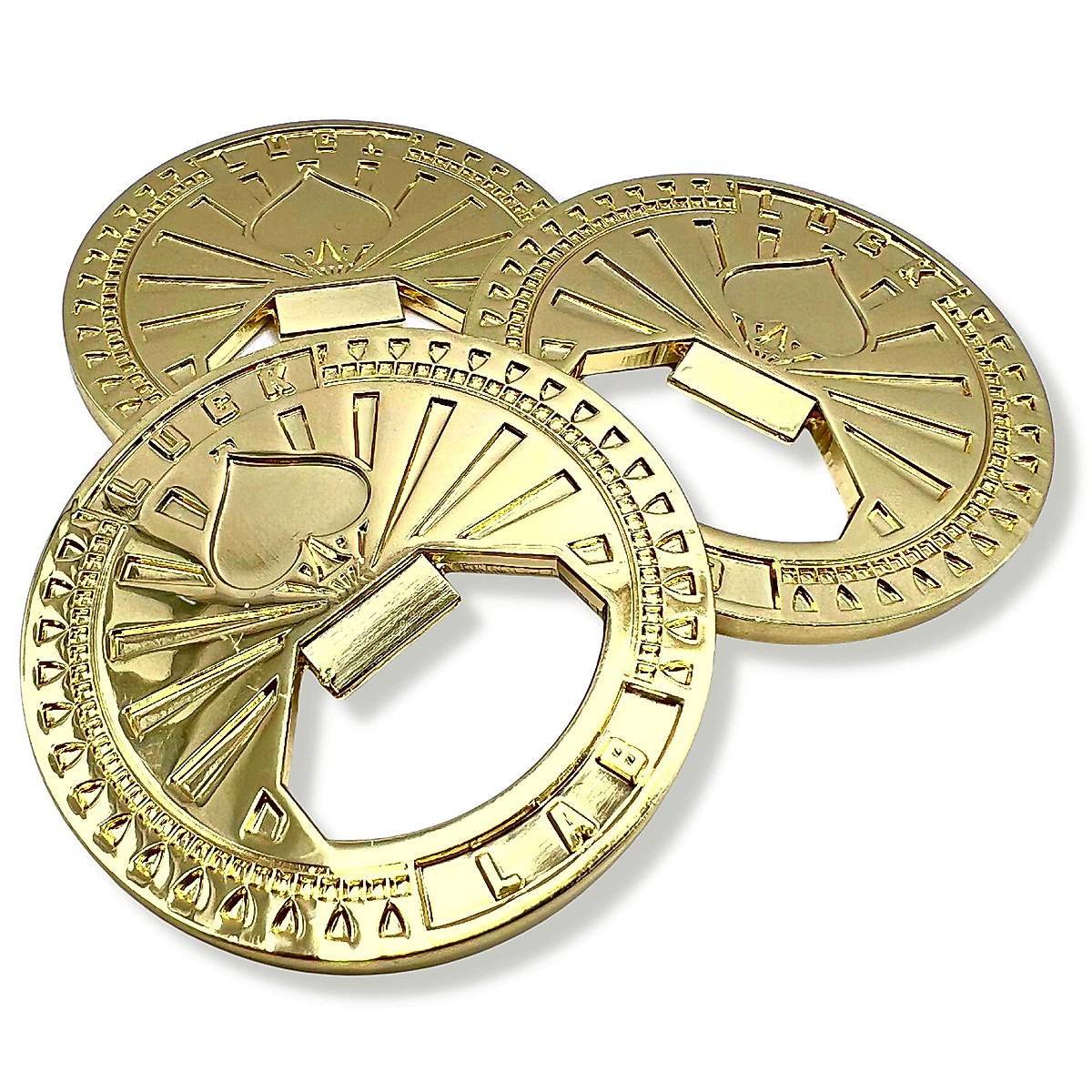 Luck Lab Set of 3 Metal Bottle Opener Poker Buttons - Dealer Button, Big Blind and Small Blind Metal Weights (Position Markers) for Texas Hold Em - 2 inch
