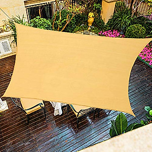 Cisvio 8'x10' Sand Rectangle Sun Shade Sail Canopy UV Block Awning Heavy Duty Commercial Shade Sail for Patio Grade Garden Backyard