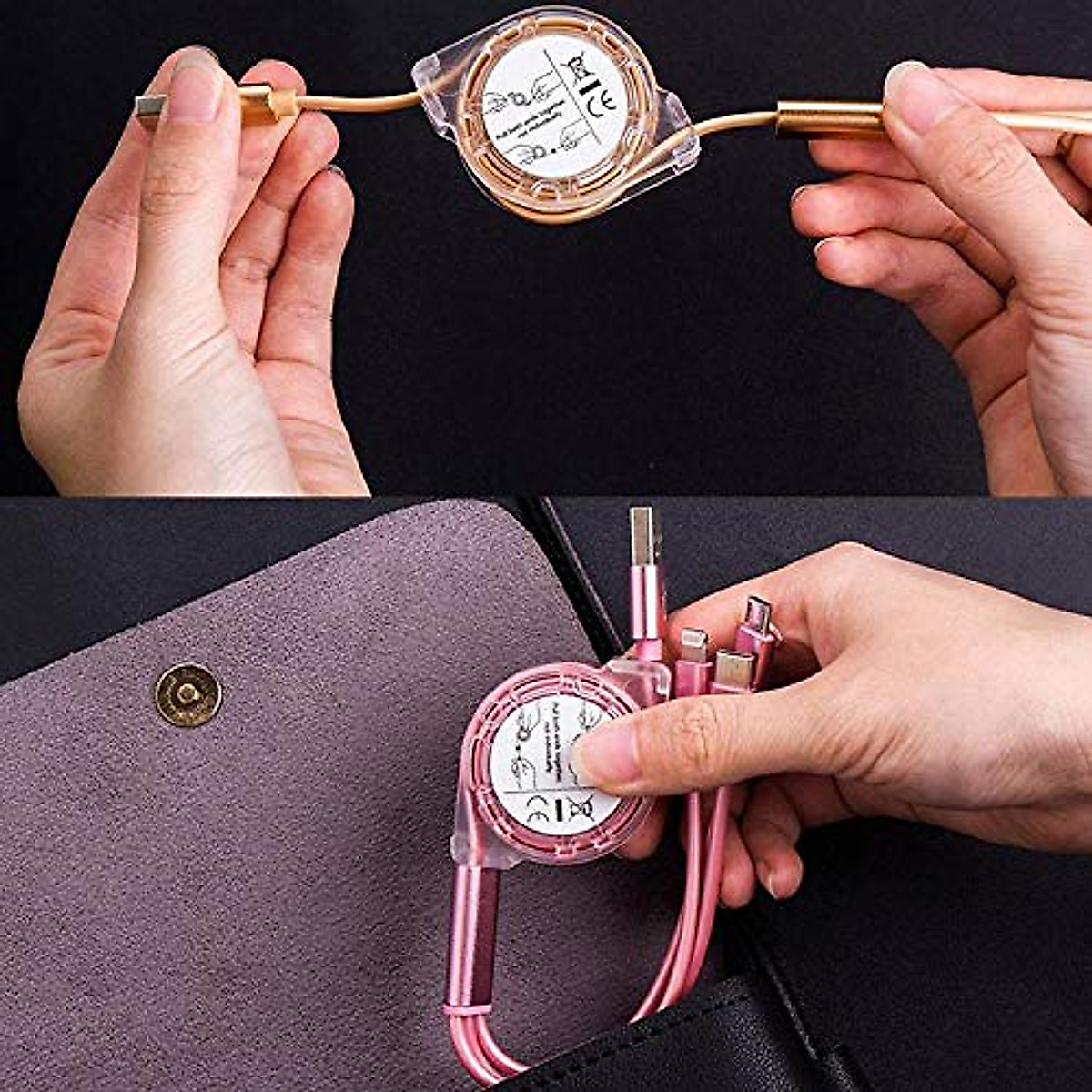 BoxWave Cable Compatible with Noyafa NF-525 Handheld Thermal Imager - AllCharge miniSync, Retractable, Portable USB Cable - Jet Black