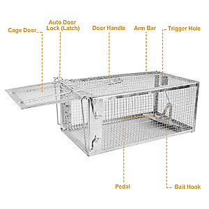 iMounTEK Animal Steel Cage Traps, Humane Live Mouse Trap Reusable Metal Rat Rodent Cage Catch Release Continuous Capture Indoor Outdoor