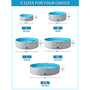 Toozey Dog Pool, 39.4" x 11.8" Slip-Resistant Kiddie Pool, Foldable PVC Dog Pet Swimming Pool, Hard Plastic Pool for Kids, Portable Pools for Large Medium Small Dogs & Kids