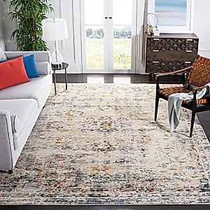 SAFAVIEH Madison Collection 8' x 10' Grey / Gold MAD473F Boho Chic Medallion Distressed Non-Shedding Living Room Bedroom Dining Home Office Area Rug