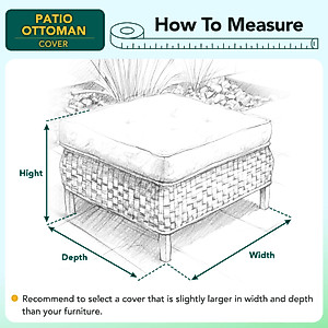 Patio Ottoman Cover Waterproof, Outdoor Garden Yard Ottoman Cover with Padded Handles, 600D Oxford Heavy Duty Patio Lawn Balcony Furniture Covers Waterproof,24" D x 34" W x 17" H,Fog/Navy