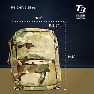 T3 Standard Medical Pouch, MOLLE-Compatible Tactical Pouch for Med Gear, Heavy-Duty Outdoor Pouch for Hiking and Recreation, Supplies Sold Separately, Multicam
