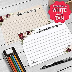 321Done Share a Memory Card (50 Cards) 4" x 6" Floral Red Roses - for Wedding Memorial Funeral Graduation Bridal Shower Celebration of Life Birthday Anniversary - Made in USA - White