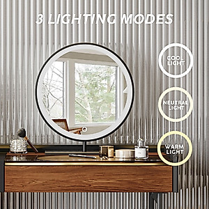 POVISON 47" Modern Wood Luxury Vanity Makeup with Mirror and Lights (3 Modes), 5 Drawers, Charging Station, Tempered Glass Top, Walnut Veneer Finish, Dressing Table with Comfort Stool - Easy Assembly