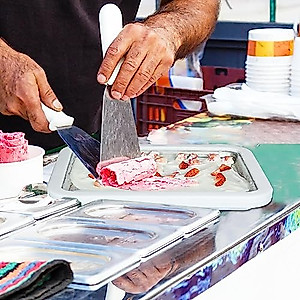 Instant Ice Cream Maker, Rolled Ice Cream Machine, Flat Tray Ice Cream Maker Ice Cream Maker Pan and Scraper, Manual Small Portable Ice Cream Roller Pan to Make Frozen Yogurt, Ice Cream and Fruit