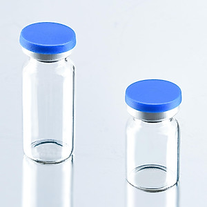 Plceo Sterile Empty Vials with Self Healing Injection Port,with Aluminum Plastic Cap，Sealed Empty Vials (5ML 10PCS)