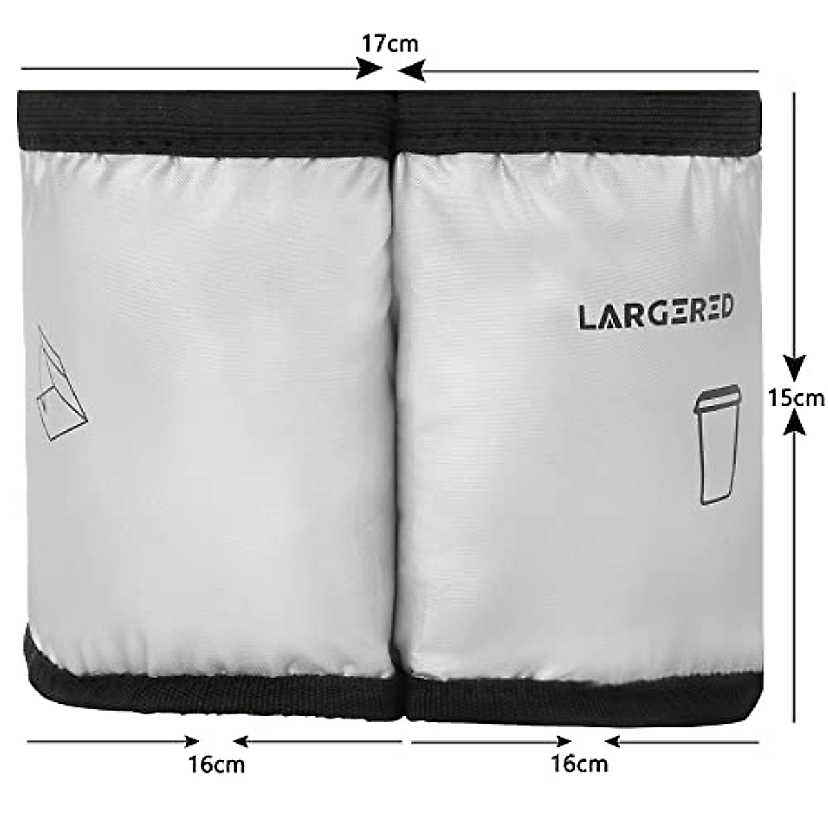 LARGERED Luggage Cup Holder for Suitcases, Travel Must Haves Travel Cup Holders Free Hand Drink Caddy, Travel Accessories Gifts for Flight Attendants, Fits Roll on Suitcase Handles 2 Packs (Silver)