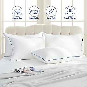 CHUN YI Shredded Memory Foam Pillows Queen Size Set of 2, Bed Pillows for Sleeping 2 Pack for Back Stomach Side Sleepers, Firm Pillows with Removable Cover 20x30 in