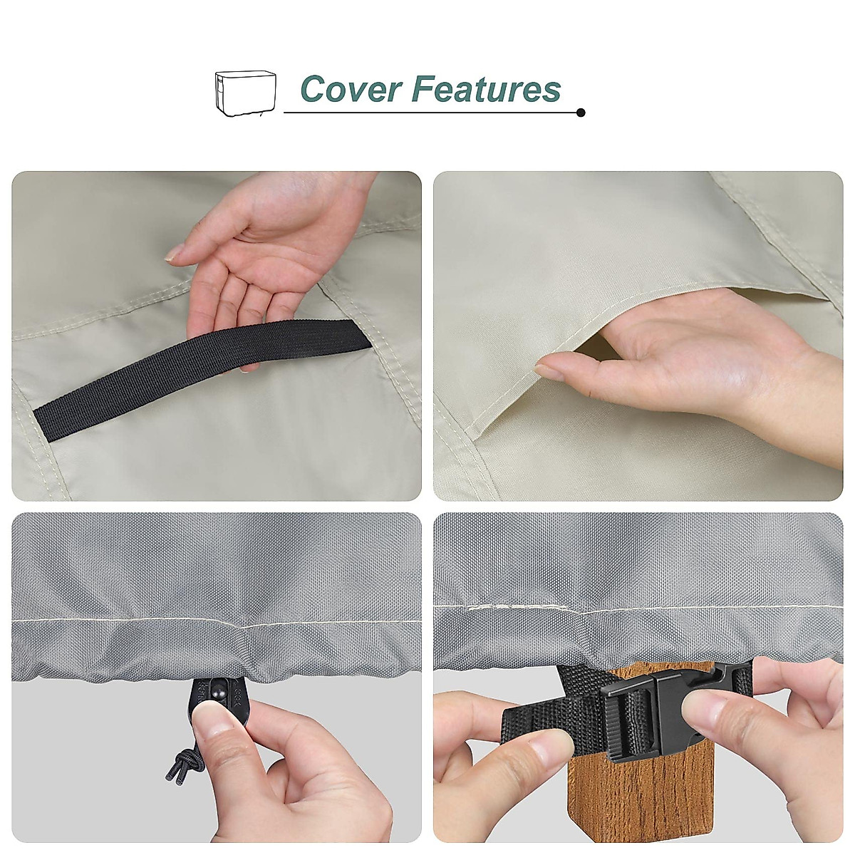 STEECA Patio Coffee Table Cover, Waterproof Rectangular Small Side Table Cover for Outdoor Furniture 36L x 22W x 18H inch