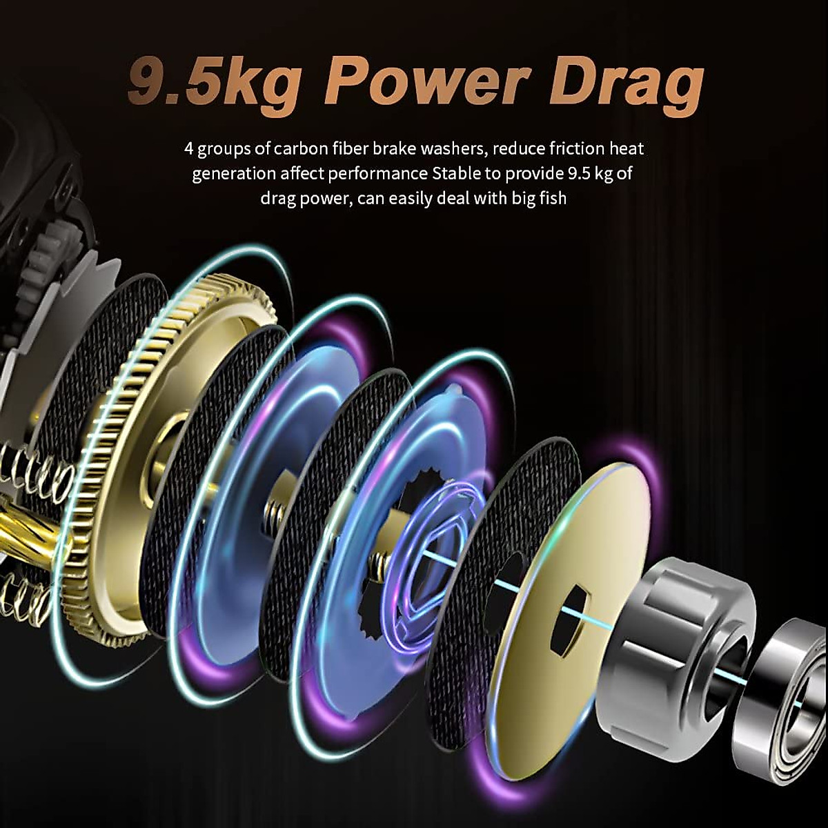 DOVIELLO HIAW200 Baitcaster Reels Low Profile Baitcaster Fishing Reel 11+1BB 5.4:1 Gear Ratio 21LB Drag Power Smooth Baitcasting Reels (5.4 Deep Spool Right Hand)