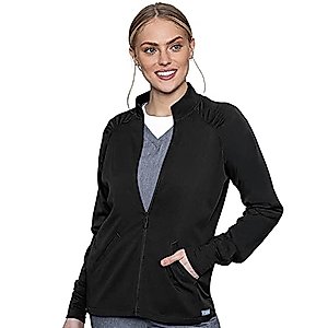 Med Couture Touch Women's Raglan Zip Front Warm Up Jacket, Black, Large